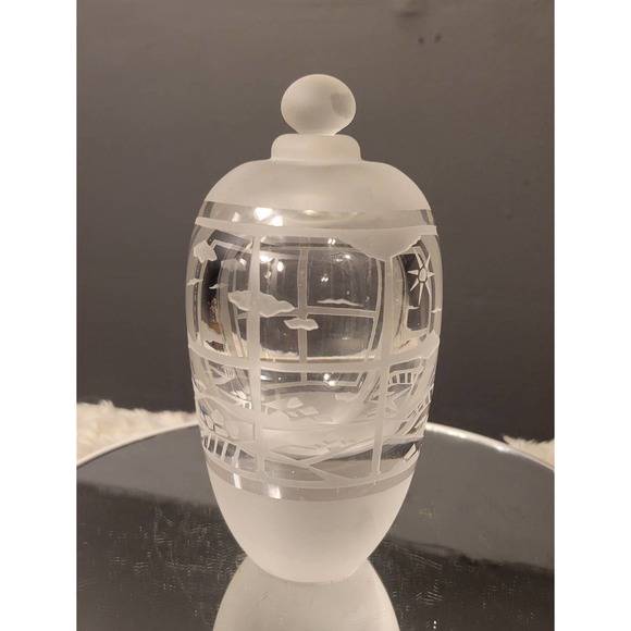 unknown | Bath & Body | Signed Perfume Bottle Clear Frosted Windowpane ...